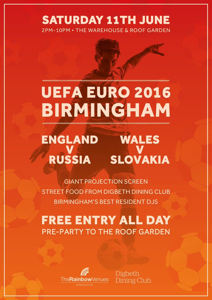 Euros 2016: Birmingham’s Biggest Screen at the Rainbow Venues